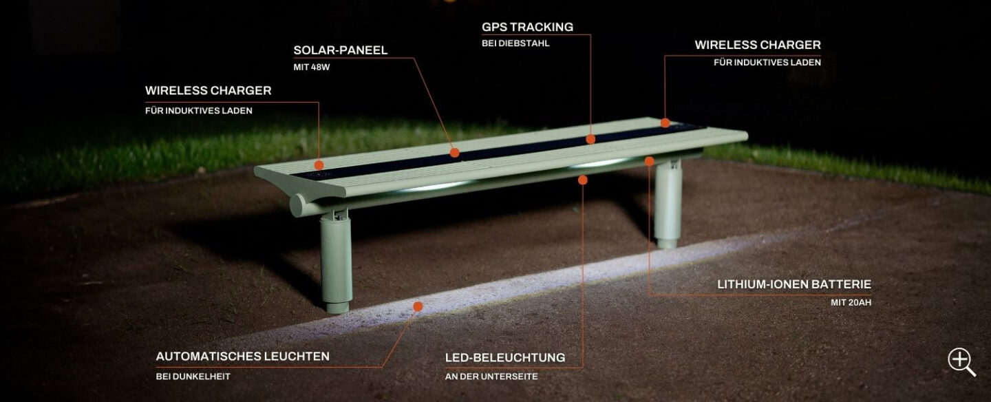 Smart solar benches for sustainable parks and cities